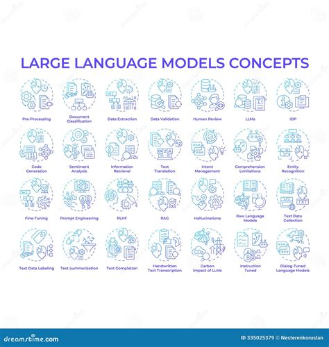 Large Language Models Blue Gradient Concept Icons Stock Illustration