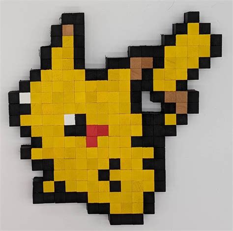 Pikachu 8 Bit Wooden Pixel Art Etsy