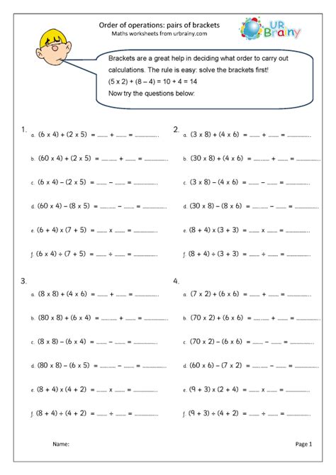 Order Of Operations With Brackets And Braces Worksheet Order Of