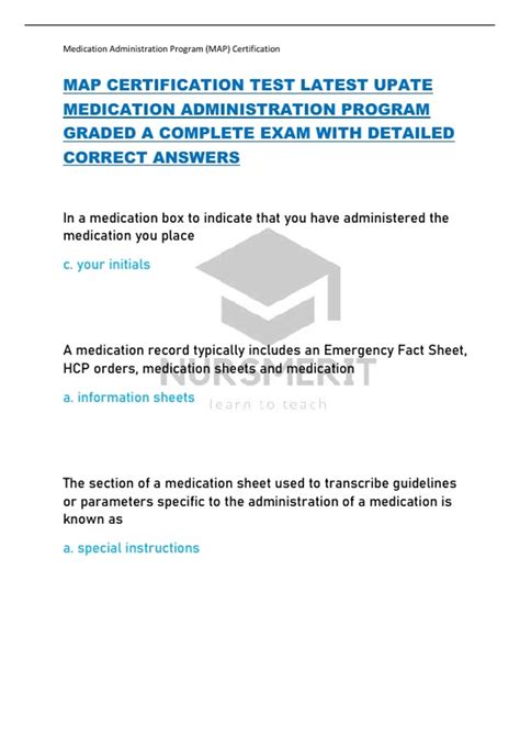 Map Certification Test Latest Upate Medication Administration Program Graded A Complete Exam