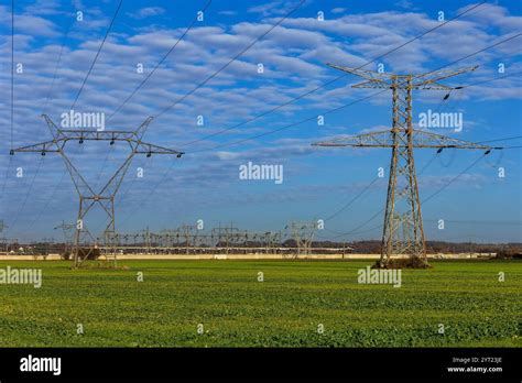 High Voltage Pylon In The French Countryside 225 Kv An 400 Kv High Voltage Electric Power Grid