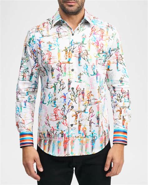 Robert Graham Mens Outer Banks Cotton Stretch Sport Shirt Neiman Marcus