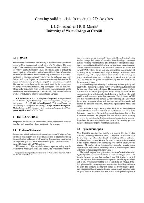 Pdf Creating Solid Models From Single 2d Sketches