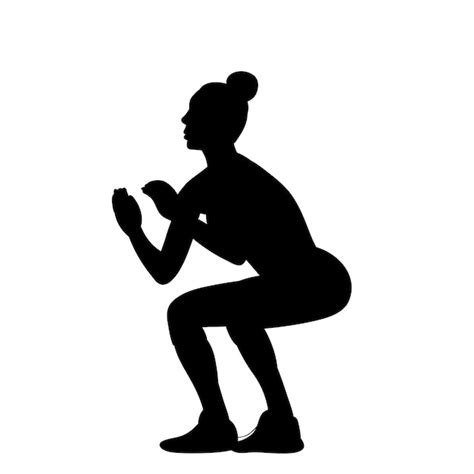 Premium Vector Silhouette Of A Woman Squats On A White Background Vector