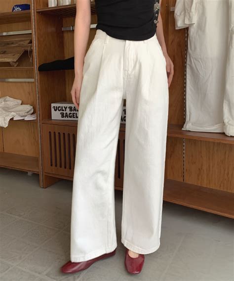 니스휴 S~2xl 이지 와이드 핀턱 팬츠 2color 봄 개강룩 코튼 키작녀 하이웨스트 세미 흰바지 면 하비 검정 일자 아이보리 블랙 화이트 편한 데일리