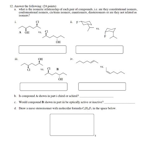 Solved 12 Answer The Following 24 Points What Is The Isomeric