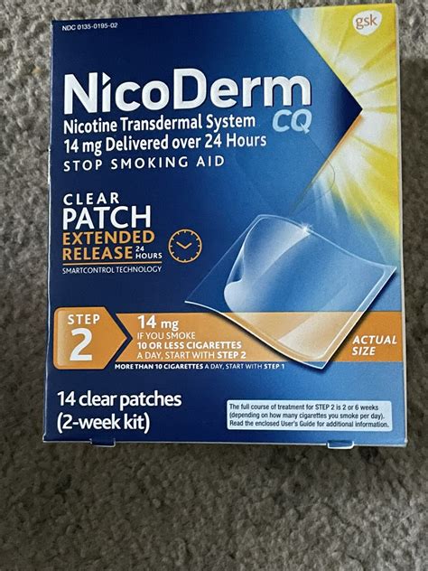 Nicoderm Cq Clear Patch Step 2 14mg 14 Patches 2 Week Kit Exp 07 2027 Ebay