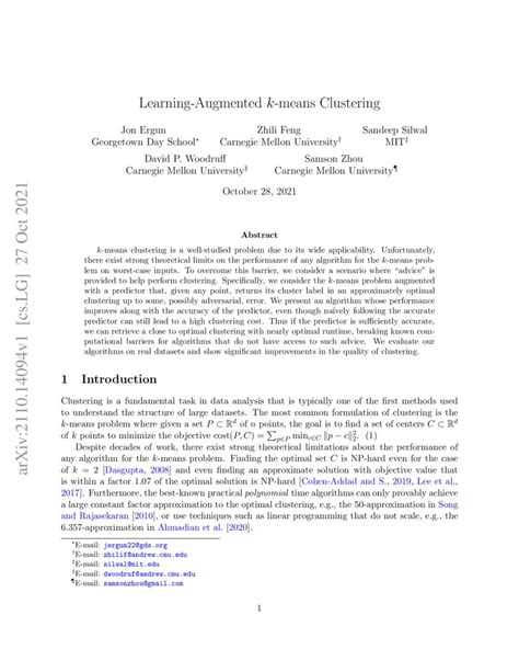 Learning Augmented K Means Clustering Deepai