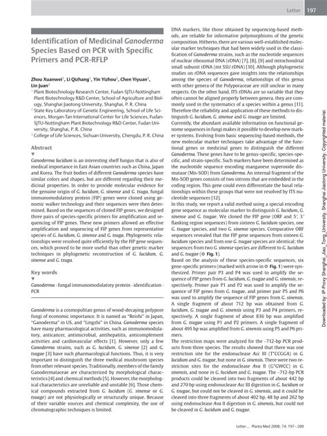 Pdf Identification Of Medicinal Ganoderma Species Based On Pcr With