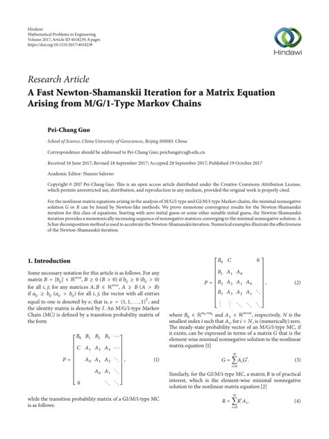 Pdf A Fast Newton Shamanskii Iteration For A Matrix Equation Arising