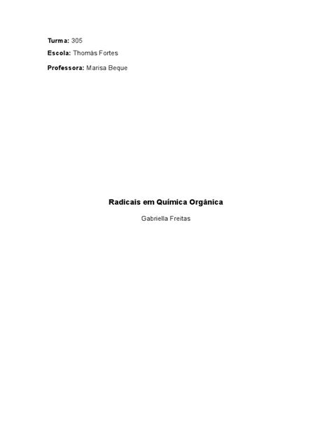 Química Radicais Orgânicos Pdf Radical Química Ligação Química