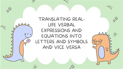 Solution Translating Real Life Verbal Expressions And Equations Into