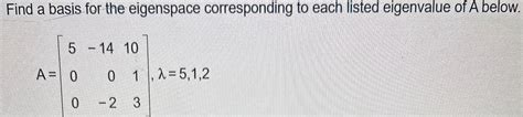 Solved Find A Basis For The Eigenspace Corresponding To Each