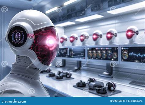 Ai Surveillance Robot In High Tech Facility Advanced Security Technology Modern Robotics