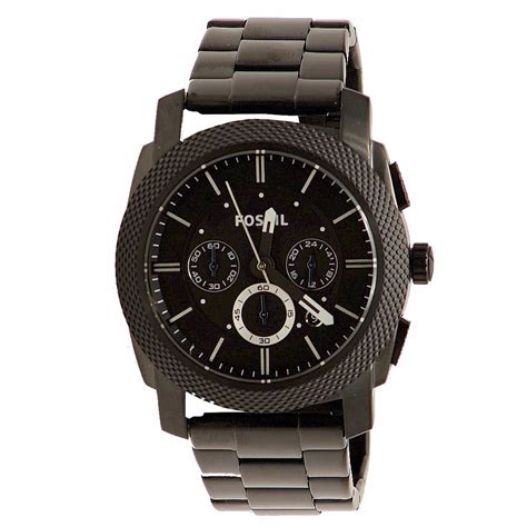 Fossil Mens Machine Fs4552 Black Stainless Steel Chronograph Analog Watch