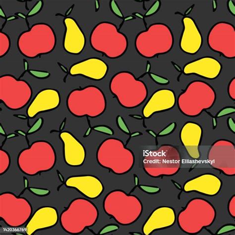 원활한 과일 패턴 사과와 배 배경 과일을 사용한 낙서 벡터 일러스트 레이 션 0명에 대한 스톡 벡터 아트 및 기타 이미지 0명 과일 귀여운 Istock