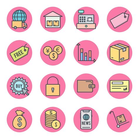 전자 상거래의 아이콘 세트 프리미엄 벡터