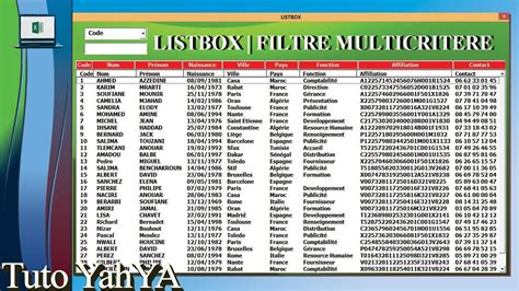 Listbox Filtre Multi Critere Formulaire Userform Excel Vba Youtube