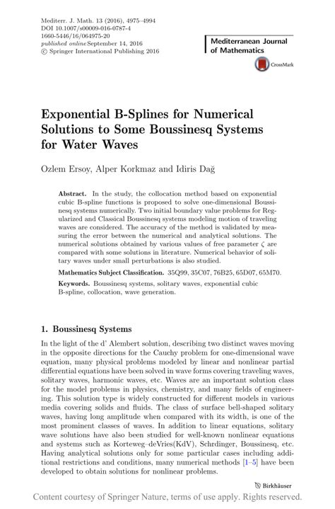 Exponential B Splines For Numerical Solutions To Some Boussinesq