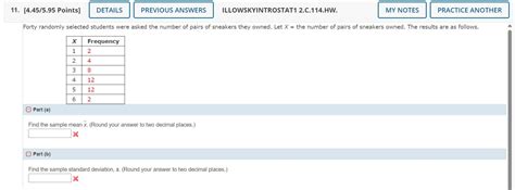 Solved Find the sample mean xˉ Round your answer to two Chegg com