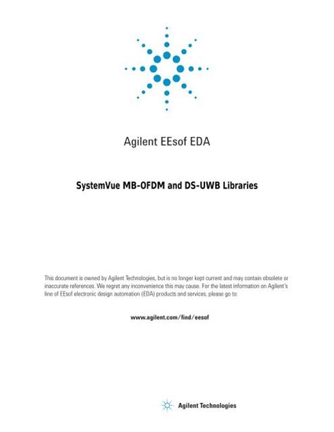 Systemvue Mb Ofdm And Ds Uwb Libraries Agilent Technologies