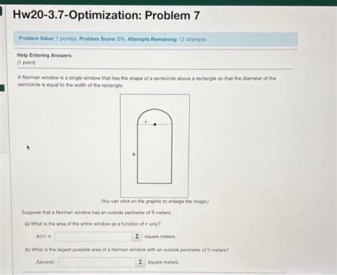 Solved Hw20 3 7 Optimization Problem 7 Problem Value 1 Chegg Com