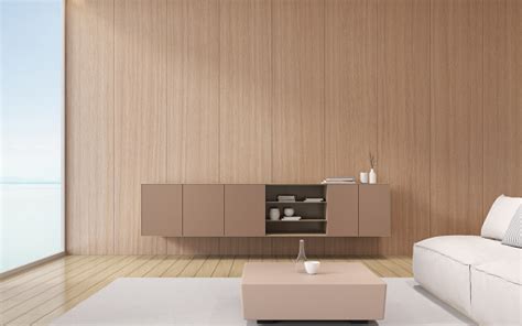 목재 라미네이트 벽에 소파와 작은 캐비닛 최소한의 스타일로 거실의 전망 바다 보기 배경에 고급 인테리어 디자인의 관점 3d 렌더링 0명에 대한 스톡 사진 및 기타 이미지