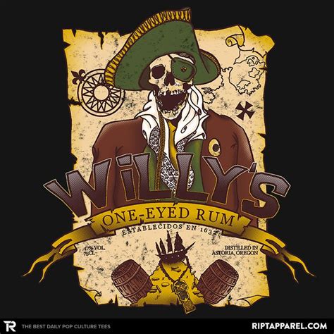 Willys One Eyed Rum T Shirt The Shirt List One Eyed Willie Tattoo