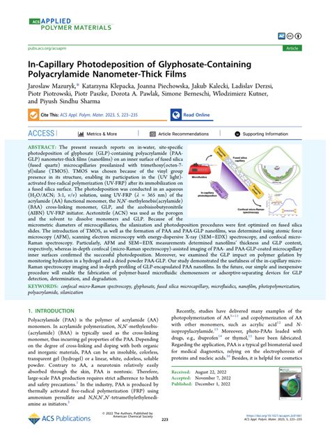 Pdf In Capillary Photodeposition Of Glyphosate Containing