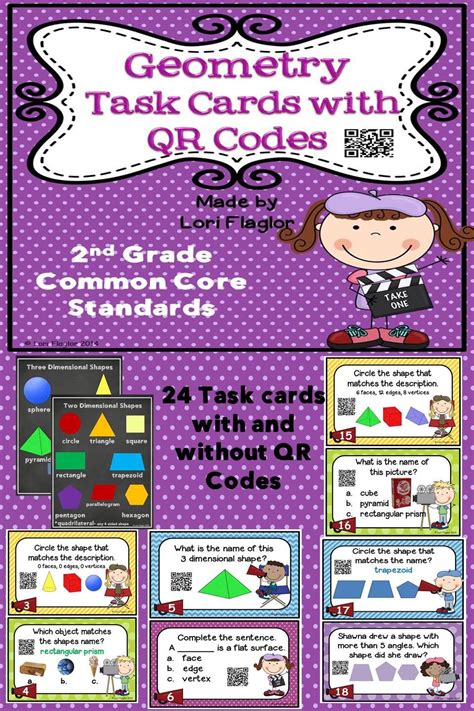 Geometry Task Cards QR Codes For Nd Grade Common Core Geometry Task Cards Nd Grade Math