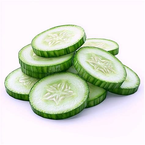 Fresh Cucumber Slices Closeup For Healthy Eating Concept Isolated On White Background Stock