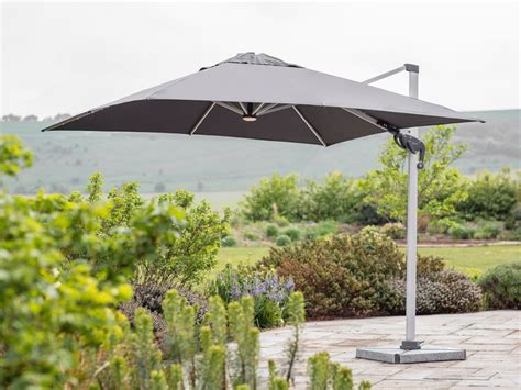 Ely Grey 30m X 30m Square Cantilever Parasol With Led Light Granite