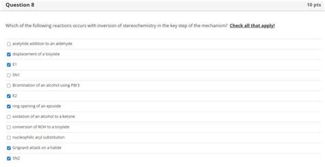 Solved Which Of The Following Reactions Occurs With