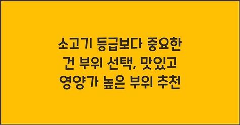 소고기 등급보다 중요한 건 부위 선택 맛있고 영양가 높은 부위 추천