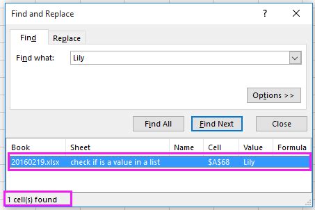 How To Check Or Find If A Value Is In A List In Excel