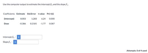 Solved Use The Computer Output To Estimate The Intercept Po