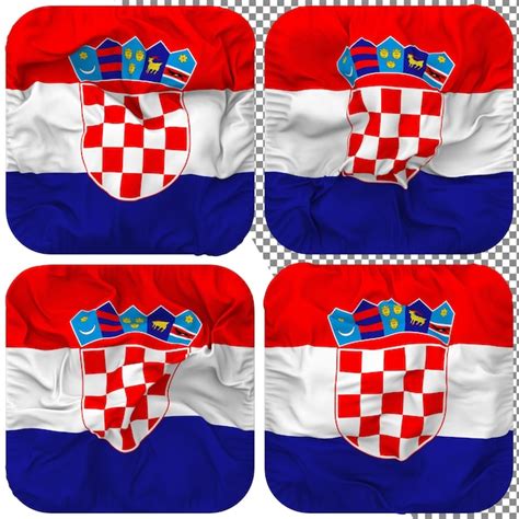 Premium Psd Croatia Flag Squire Shape Isolated Different Waving Style Bump Texture 3d Rendering