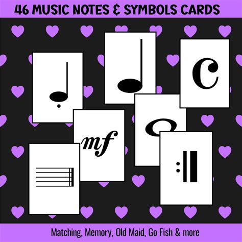 MUSICAL SYMBOLS And NOTE Flashcards Perfect For Games Like Memory Concentration Old Maid Go Fish