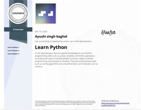 Ayushi Singh Baghel On Linkedin Python Programming Learningjourney Coursera
