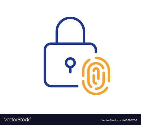 Fingerprint Lock Line Icon Finger Print Scan Sign Vector Image