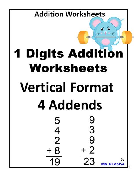 Digit Addition Worksheets Vertical Format Addends Made By Teachers