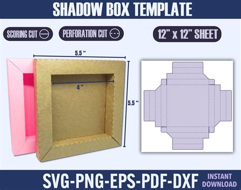 Shadow Box Template Light Box Template 3d Shadow Box Template Paper Box Frame Cardstock