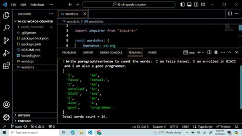 Faiza Kanwal On Linkedin Created Cli Based Words Counter By Using Inquirer Nodejs Npm And