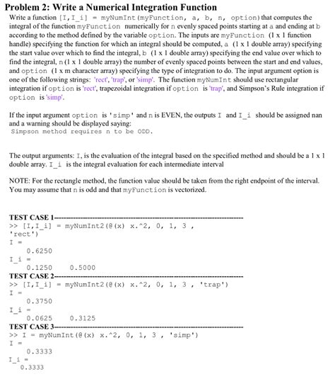 Problem 2 Write A Numerical Integration Function