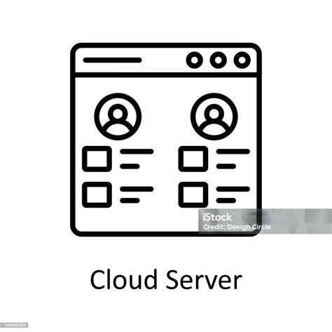 Cloud Server Vector Outline Icon Design Illustration Design And