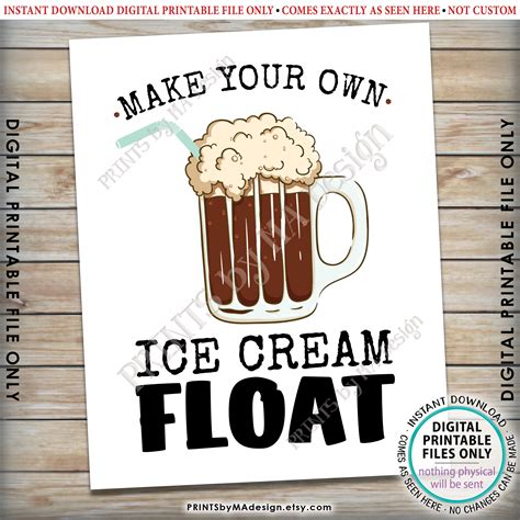 Ice Cream Float Sign Build An Ice Cream Float Ice Cream Soda Etsy Schweiz