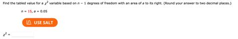 Solved Find The Tabled Value For A X Variable Based On N