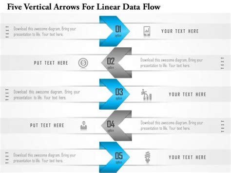business diagram five vertical arrows for linear data flow presentation