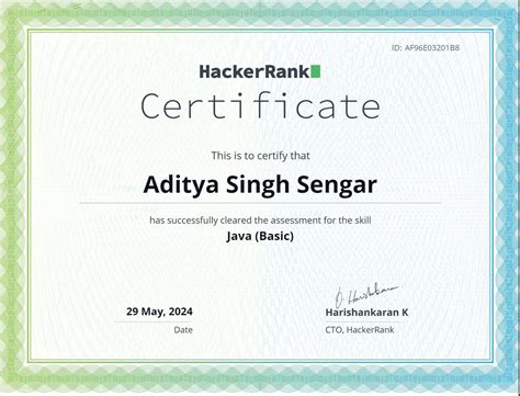Hackerrank Javaprogramming Certification Continuouslearning Aditya Singh Sengar