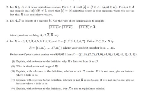 2 let r a x a be an equivalence relation for a e a